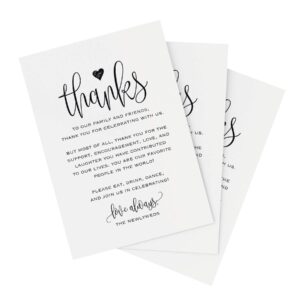 4"x6" 50 pieces thank you place cards, table place setting cards for weddings, receptions, rehearsals, dinner parties, events and celebrations, wedding must haves for reception, wedding favors for