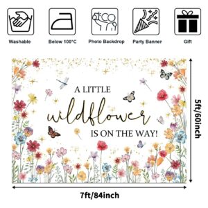 Avezano Wildflower Baby Shower Decorations A Little Wildflower is On The Way Baby Shower Backdrop She is a Wildflower Theme Baby Girls' Baby Shower Photoshoot Background Banner (7x5ft(84x60in))