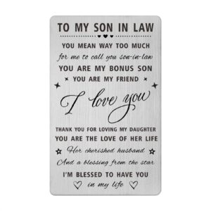 gezxin son in law birthday card, stainless steel wallet card, 3.15x4.73 inch, unisex-adults