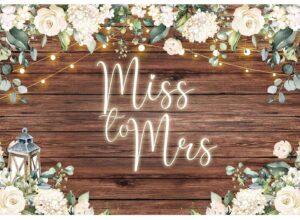 sensfun miss to mrs bridal shower backdrop rustic white floral wooden wedding photography background vinyl engagement party cake table decorations banner photo booth 7x5ft