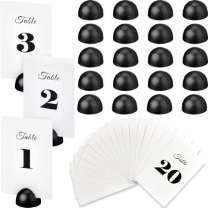 20 pieces table number cards round table number stands modern cursive table number 1-20 for wedding reception anniversary party restaurant events 4 x 6 inches (black)