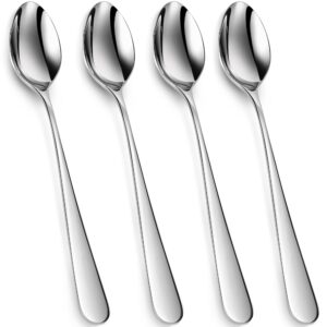 keawell premium 4-piece louise long handle iced tea spoons, 18/10 stainless steel long teaspoons, long coffee spoons, cocktail stirring spoons, dishwasher safe (7.5", 4)