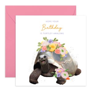 central 23 birthday card for best friend woman - hope your birthday is turtley amazing - cute turtle gifts for sister daughter cousin niece - comes with fun stickers - blank cards and envelope