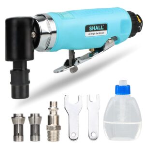 shall air die grinder, 1/4" pneumatic right angle die grinder, 1/4" & 1/8" collets, air connector, lubricant and chuck key included, for grinding, polishing, deburring, engraving and rust removal