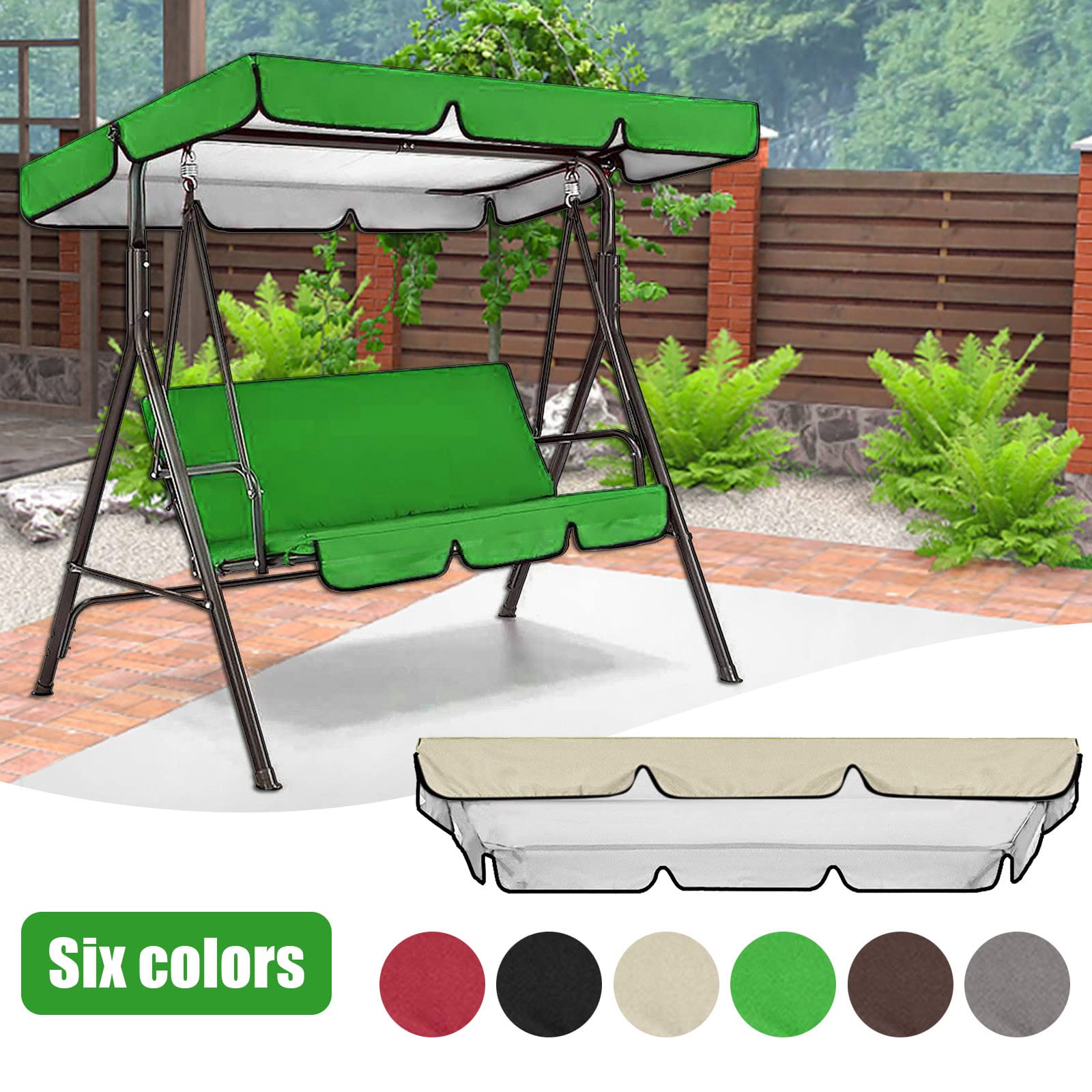 Patio Swing Canopy Replacement Cover 3 or 2 Seater Swing Chair Top Covers Water-Proof Swing Canopy Sun Shade Outdoor Garden Courtyard Porch Sunscreen Protections Cover for Seat (Beige, 76.7×49.2 in)