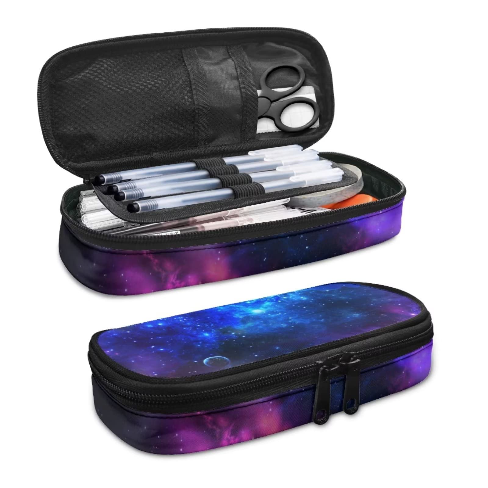 HELLHERO Galaxy Pencil Case Bag Pen Holder School Pencil Box Big Capacity Pen Pouch Marker Cases Multifunction Stationery Organizer for Adults Kids Coin Purse