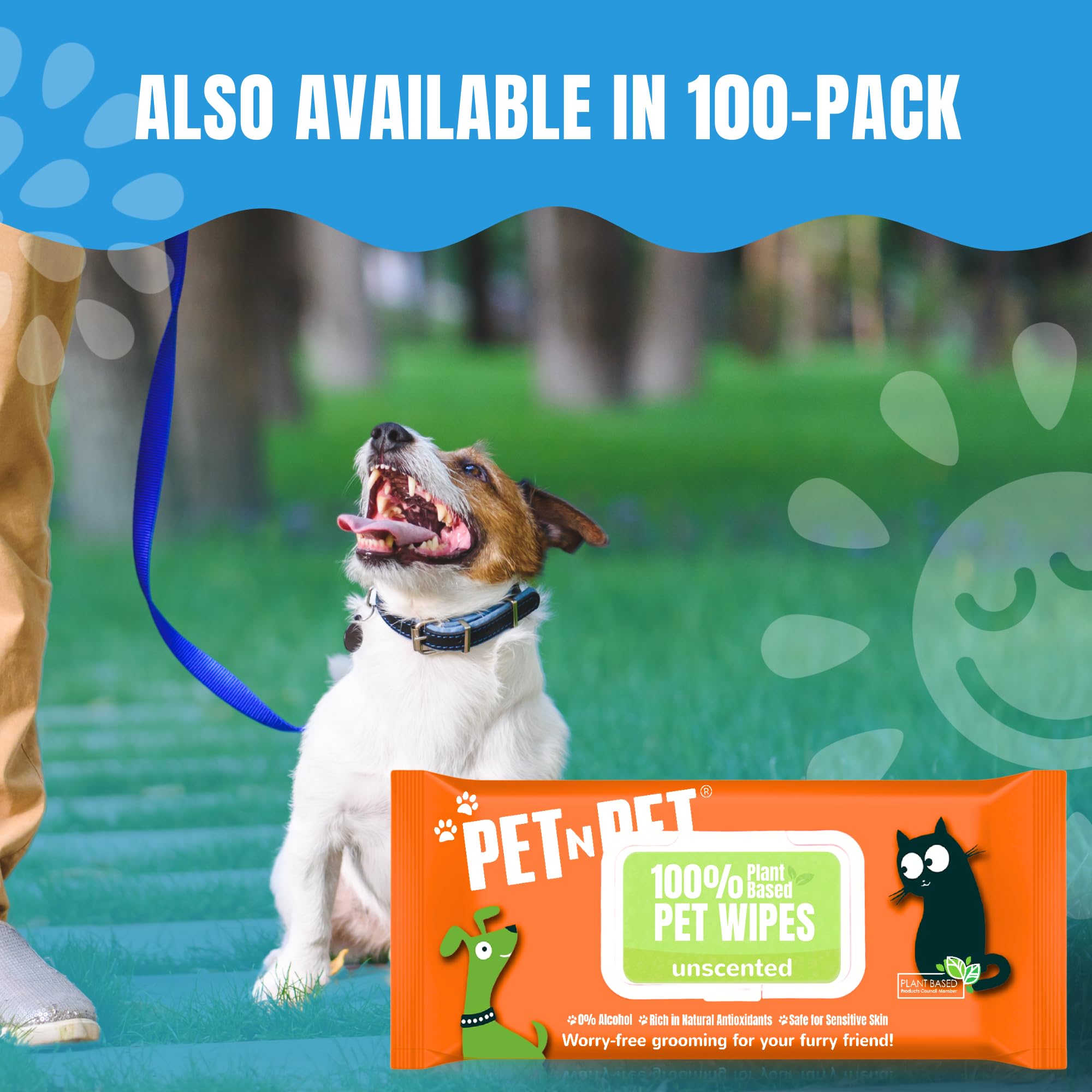 PET N PET 100% Plant Based Dog Wipes for Paws and Butt, 400 Counts Dog Pet Wipes, 8" x 8" Hypoallergenic Unscented Dog Wipes, Cleaning Deodorizing Cat Wipes, Puppy Wipes, Dog Paw Wipes, Dog Face Wipes