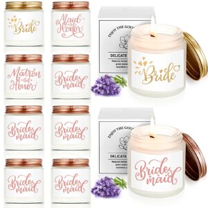 mtlee 8 pcs bridesmaid gifts bridesmaid proposal candle jar lavender scented bridal proposal gift natural soy wax candles matron maid of honor gift set for bridal shower, wedding, bachelor party