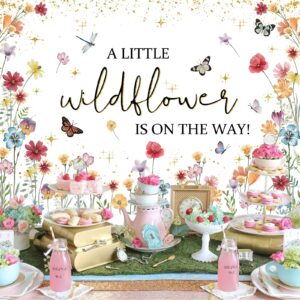 Avezano Wildflower Baby Shower Decorations A Little Wildflower is On The Way Baby Shower Backdrop She is a Wildflower Theme Baby Girls' Baby Shower Photoshoot Background Banner (7x5ft(84x60in))