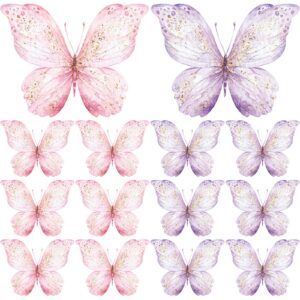 wesiti 18 pieces butterfly baby shower birthday decorations butterfly party tables centerpieces 10 x 7 inch pink purple butterflies table toppers for wedding birthday party supplies(classic style)