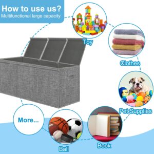 ouruer Large Toy Box Chest,Big Toy Storage Organizer,Storage Bins with Lids,Stuffed Animal Storage,Toy Bins for Kids Extra Large,Toddlers,Baby,Girls,Nursery,Living room,playroom(Grey)