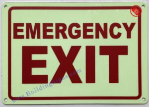 photoluminescent emergency exit sign/glow in the dark fire emergency exit sign (aluminium, 7x10 inch,heavy duty, rust free)