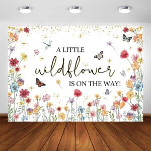 avezano wildflower baby shower decorations a little wildflower is on the way baby shower backdrop she is a wildflower theme baby girls' baby shower photoshoot background banner (7x5ft(84x60in))