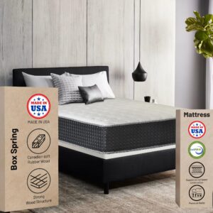 greaton 14" soft foam encased hybrid mattress with 8" box spring, perfect body supporting pocket coils for utmost comfort, luxurious mattresses for relaxing sleep, full xl