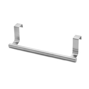 2pcs towel rack over door stainless steel towel bar hanging holder towel rag rack shelf hanger bathroom kitchen cabinet(9inch,silver)