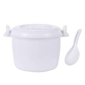 chictry microwave rice cooker microwave pressure steamer cooker food bowl mug non stick cookware for ramen soup beverages white a small