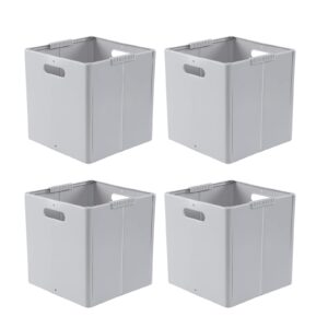 minekkyes plastic collapsible cube storage bins, foldable closet organizers for shelves, 4-pack