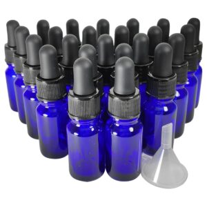 bioll 10ml (1/3 oz) glass dropper bottle. essential oil bottle with glass eye droppers. for lab bottles, alcohol bottles and sterilize water bottles-24pcs (blue)