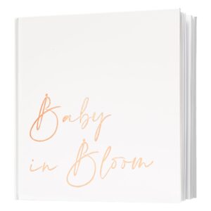 calculs baby in bloom picture book polaroid baby shower guest book babies scrapbook, white cover, rose gold foil stamping, blank white pages