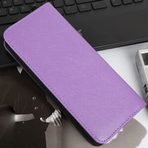 LAKE OF FIRE Scissors Case with Zippers and Leather Cover for Convenient Storage and Protection (Purple+Gray)