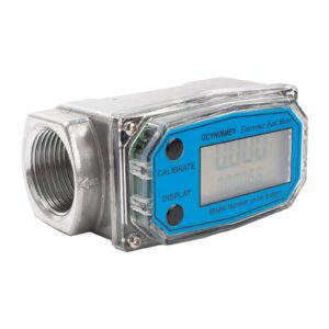 ucyhinmey 1.5 inch digital turbine flow meter, lcd display fuel water flow meter, flowmeter for diesel kerosene gasoline water, aluminum stainless steel. flow rate of 40-280lpm(10.5-74gpm).