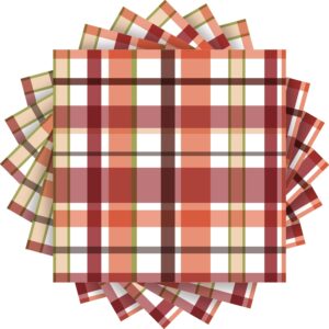 ​quera 50 pack fall paper napkins pumpkin spice plaid autumn cocktail napkins thanksgiving party supplies disposable bar napkins for thanksgiving party, engagement, baby shower, celebration party