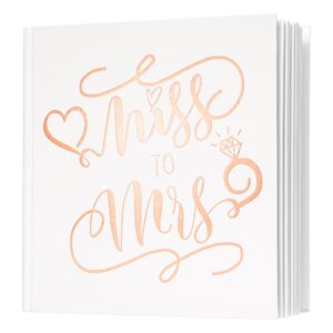 calculs bridal shower guest book miss to mrs picture book polaroid blank pages for instant film rose gold bachelorette party sign in book 8.5” square white cover rose gold foil stamping