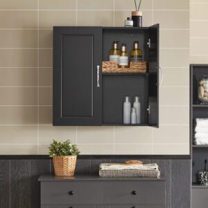 haotian kitchen bathroom laundry cabinet wall mounted, black frg231-sch