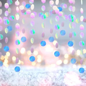 ctosree 10 pieces 130 ft holographic bubble garlands iridescent sea themed party garland banner circle dots hanging streamers for backdrop mermaid ocean shower party decoration disco dancing