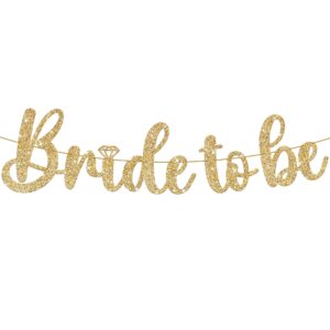 katchon, gold glitter bride to be banner - 10 feet, no diy | gold bride to be sign for bachelorette party decorations | bridal shower banner for bridal shower decorations | bride to be decorations