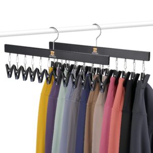 zedodier legging organizer, 2 pack pants hangers hat racks with clips, holds 24 leggings, hats, pants, jeans, scarves, hanging space saving holder for closet organizers and storage, black