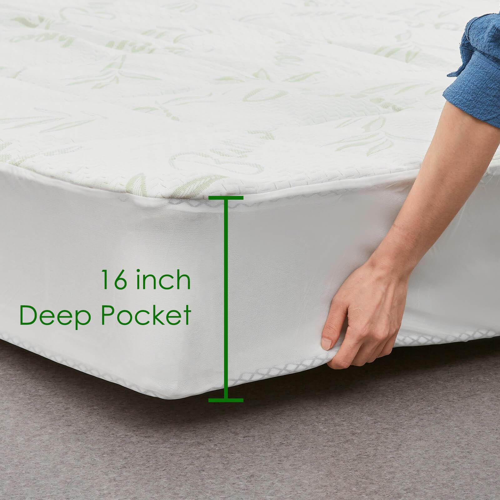 JJDANFILL Cooling Mattress Pad Full Size, Quilted Fitted Mattress Protector with 8-16” Inches Deep Pocket, Ultra Soft Breathable, Noiseless and Machine Washable.