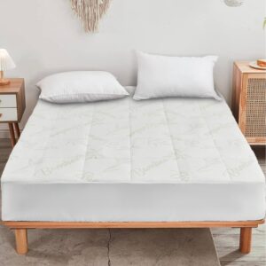 jjdanfill cooling mattress pad full size, quilted fitted mattress protector with 8-16” inches deep pocket, ultra soft breathable, noiseless and machine washable.