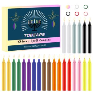 tobeape 24 pack assorted color spell chime candles, 4 inch mini taper candles for rituals/birthday party/prayer/meditation/witchcraft/wiccan altar/magic tools