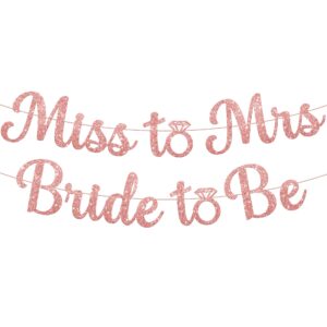 katchon, rose gold miss to mrs bride to be banner - glitter, 10 feet, no diy | miss to mrs banner for bridal shower decorations | bridal shower banner | bride to be sign, bachelorette party decor