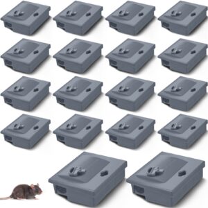 24 pcs mice bait station with key small bait station traps reusable mouse traps outdoor smart tamper proof cage house small bait boxes for mice and other pests (grey)