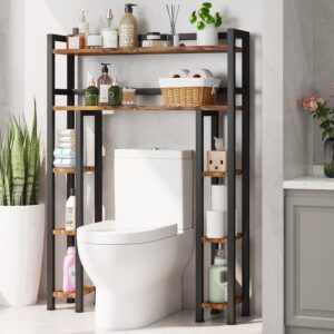 homeiju over the toilet storage cabinet with toilet paper holder stand, 35.5'' wide freestanding bathroom organizer space-saving toilet rack for bathroom, restroom, laundry, rustic brown