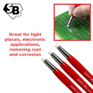 Fiberglass Scratch Brush Pen - 3 Pack - Jewelry, Watch, Coin Cleaning, Electronic Applications, Removing Rust and Corrosion