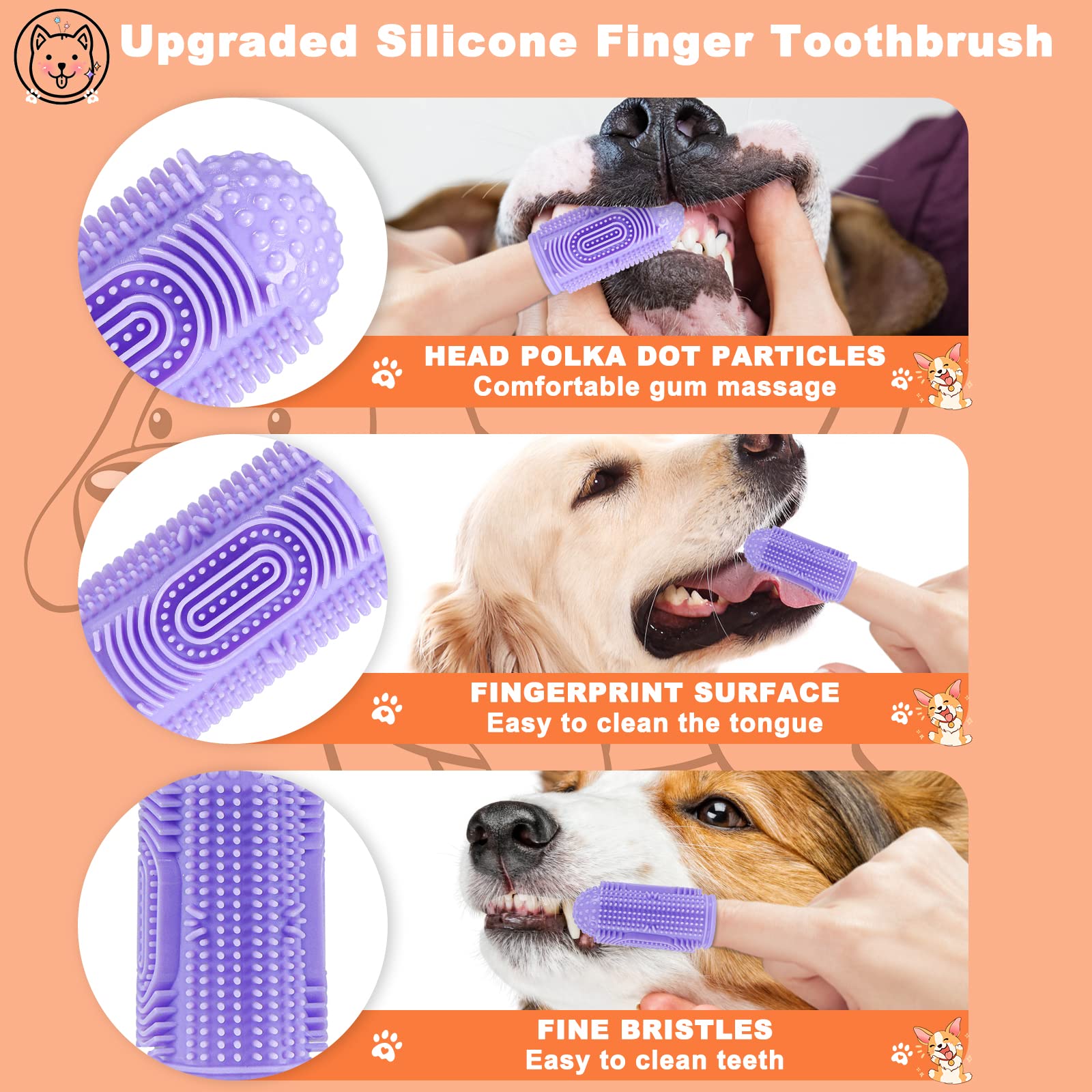 YUEYUEJIA Dog Toothbrush Finger Toothbrush Dog Tooth Brushing Kit 4Pack Dog Finger Toothbrush for Dog Teeth Cleaning&Dog Dental Care Dog Tooth Brush Dog Toothbrush Kit Pet Toothbrush