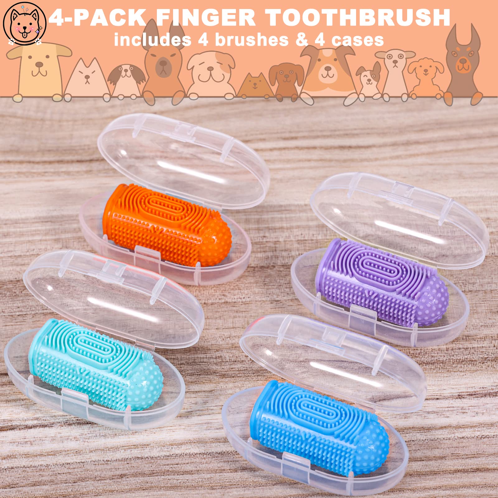 YUEYUEJIA Dog Toothbrush Finger Toothbrush Dog Tooth Brushing Kit 4Pack Dog Finger Toothbrush for Dog Teeth Cleaning&Dog Dental Care Dog Tooth Brush Dog Toothbrush Kit Pet Toothbrush