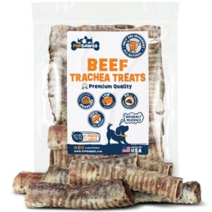 pupdawgs 7" beef trachea dog training treats | dental chews for dogs | all natural dog treats made in usa | beef esophagus low calorie dog treats for joint health support (7 inch tracheas - 7 pack)