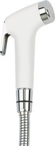 brondell ps-91w purespa essential handheld bidet sprayer for toilets, includes spiral metal hose and holster, ambient temperature, white