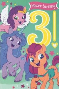 heartline my little pony happy 3rd third birthday card (age 3) - you're turning 3! wherever there's magic and fun and excitement - that's where you deserve to be! happy birthday