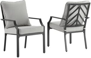 crosley furniture otto 2-piece outdoor chair set, dining patio chairs for deck, backyard, matte black with gray cushions