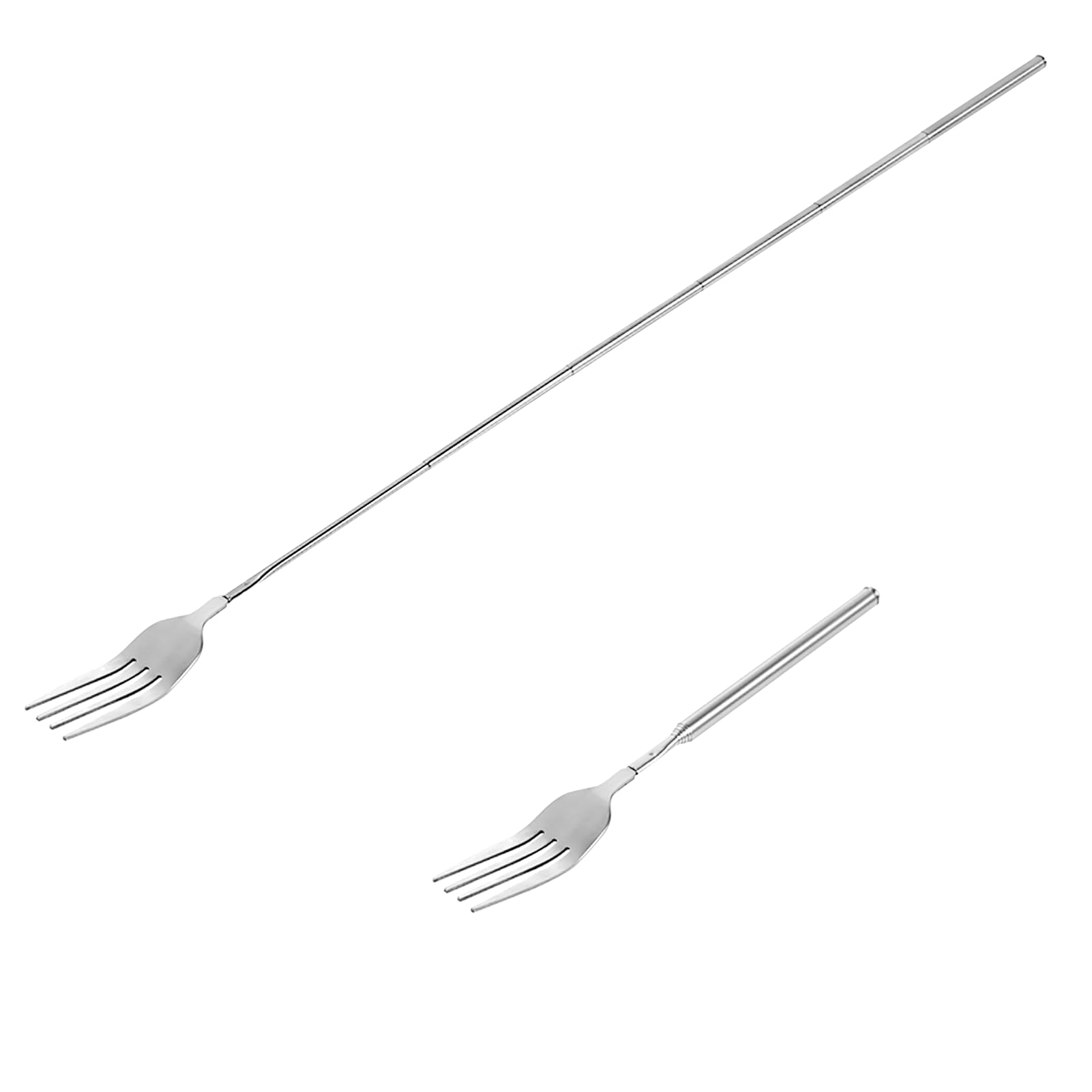 Haosie Extendable Fork, 8.7 to 25.4 Inch Long Fork, Telescopic Fork, Retractable Fork BBQ Dinner Fruit Dessert Extended Fork Sturdy and Durable Stainless Steel Tableware（1pcs）