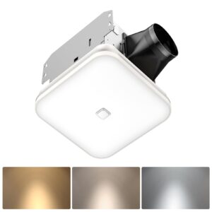 orein bathroom exhaust fan with light, 100 cfm 1.5 sones, 25w bathroom fan with light for home, 1000lm led light 3000k/4000k/5000k selectable & nightlight, fcc/etl listed, bathroom fan light combo