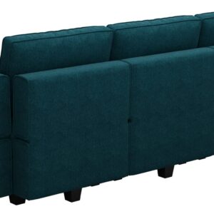 Belffin Small Sectional Sofa Modular L Shaped Couch 3 Seater Sectional Couch Convertible Chaise Ottoman with Storage Peacock Blue