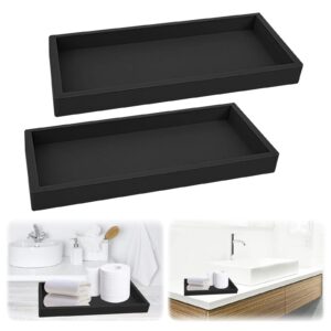 2pcs countertop and vanity tray, 7.8 x 3.9 inch bathroom tray, silicone soap dish sponge holder, kitchen sink organizer, dresser countertop decor rectangle organizer for toilet, shower