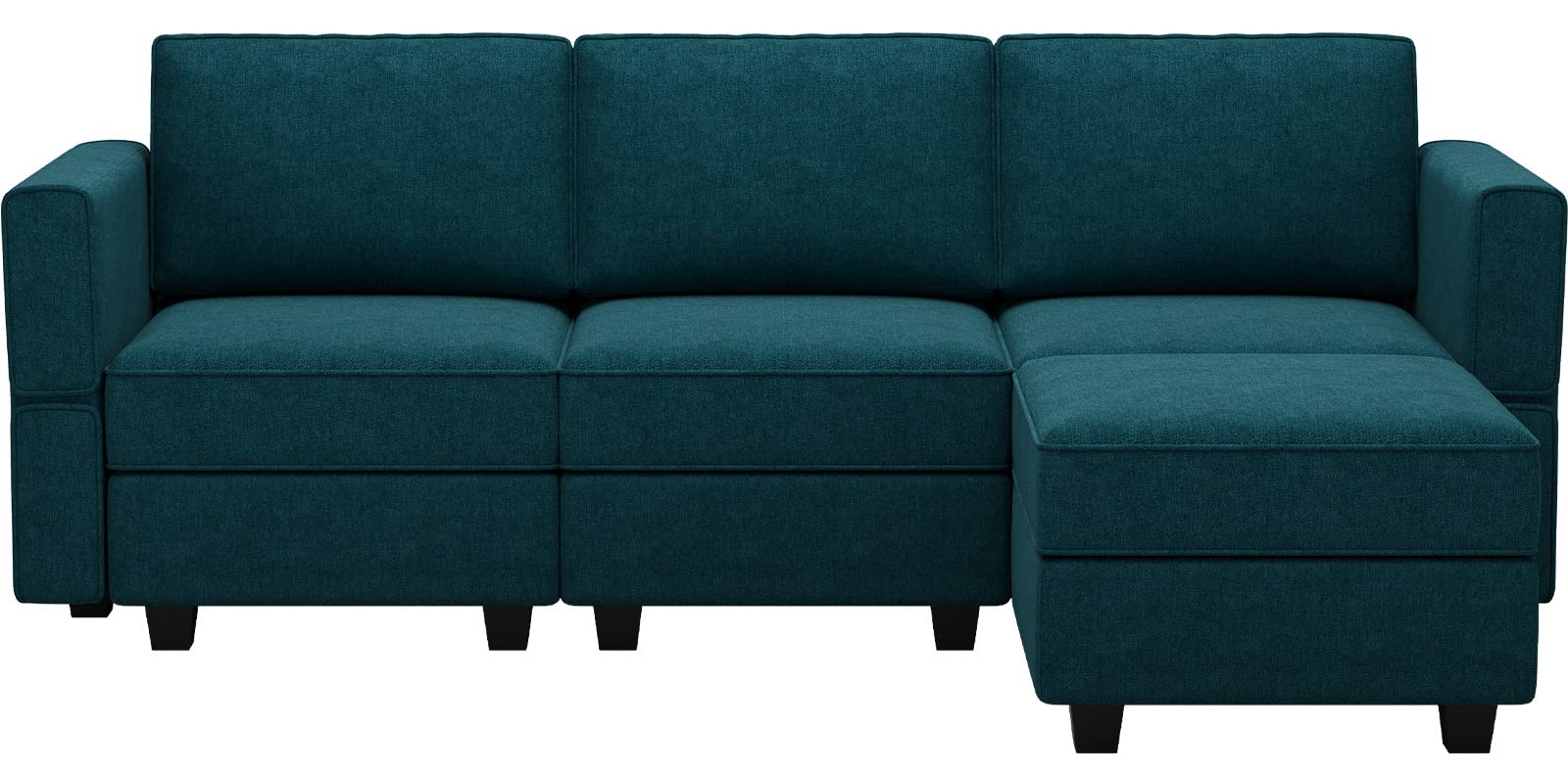 Belffin Small Sectional Sofa Modular L Shaped Couch 3 Seater Sectional Couch Convertible Chaise Ottoman with Storage Peacock Blue