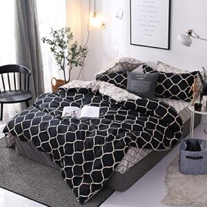 ntjinli duvet cover queen size-dark green fish scale queen duvet cover set,100% washed microfiber queen comforter set,1 duvet cover 90x90 inches with zipper closure and 2 pillow shams… (black, queen)